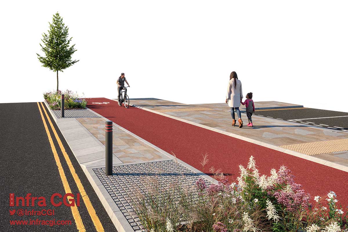 Continuous Pavement & Cycle Tracks – Infra CGI