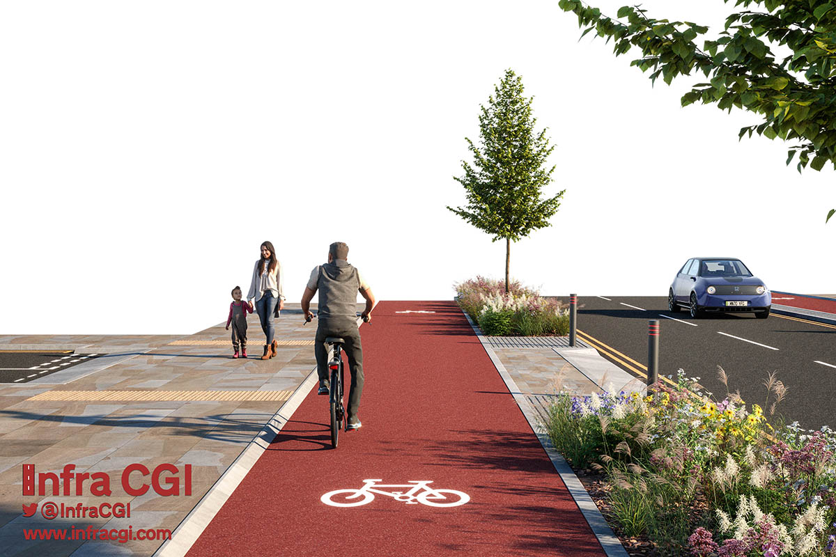 Continuous Pavement & Cycle Tracks – Infra CGI